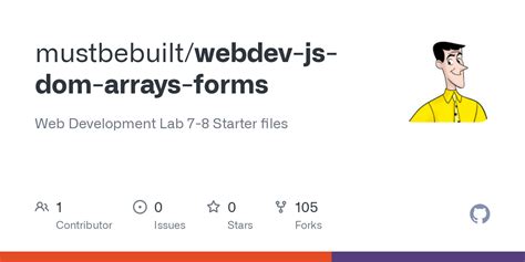 github mustbebuilt webdev js dom arrays forms web development lab 7 8 starter files