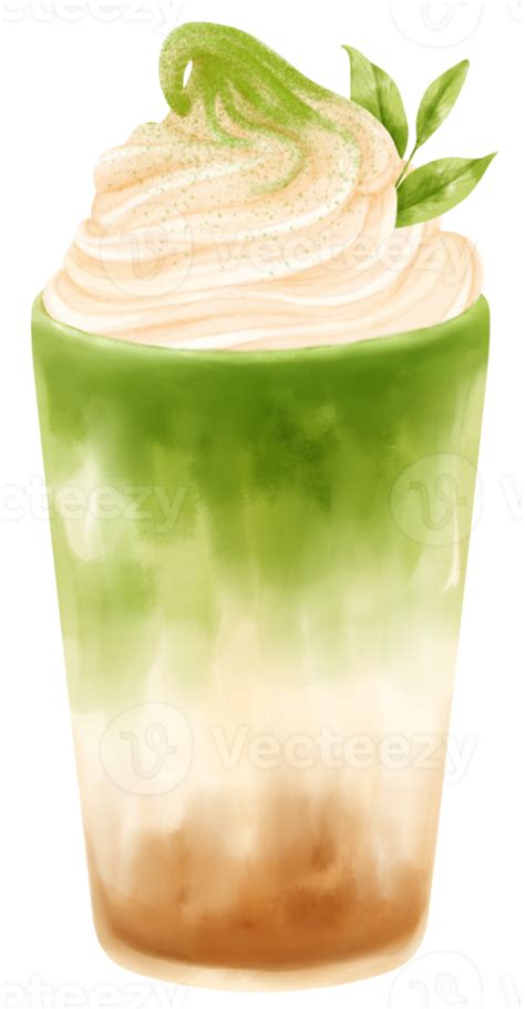 Matcha Latte Milk Tea Drink Watercolor 9694585 PNG