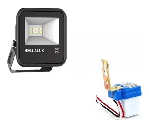 Reflector Led 10w Bellalux Frio Exterior Fotocelula Sica