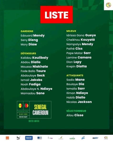 S N Gal Aliou Ciss Publie La Liste De Ses S Lectionn S L Attaquant