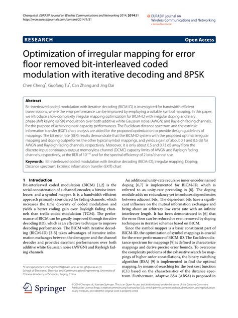 pdf optimization of irregular mapping for error floor removed bit interleaved coded modulation