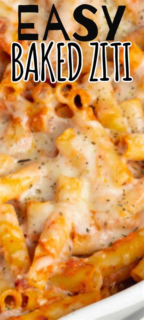 Cheesy Easy Baked Ziti Recipe Recipe Ziti Recipes Easy Baked Ziti