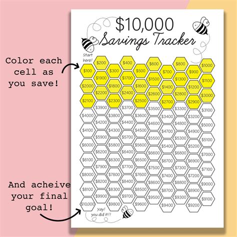 10000 Savings Challenge Printable Printable Templates