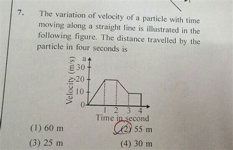 the variation of velocity of a particle moving along straight line is shown an figure the