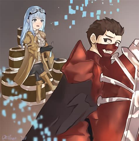 Safebooru 1boy 1girl Aqua Eyes Aqua Hair Armor Itai No Wa Iya Nano De