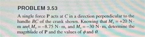 solved problem 3 53 na single force p acts at c in a