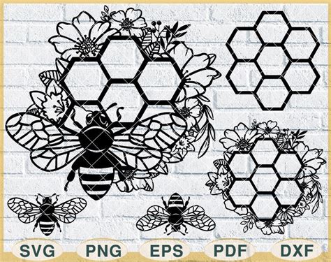 Floral Bee Svg Flower Bee Svg Bee Svg Bundle Bee On Flower Etsy Uk