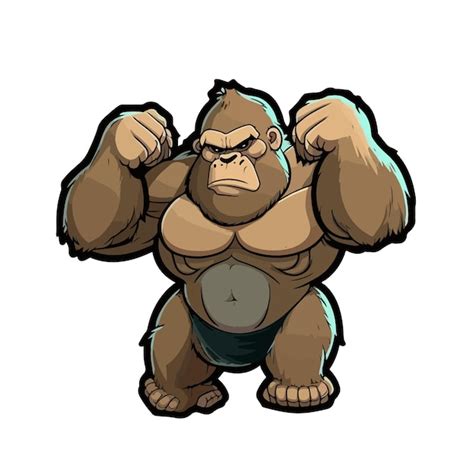 Lindo Estilo De Dibujos Animados De Gorila Vector Premium