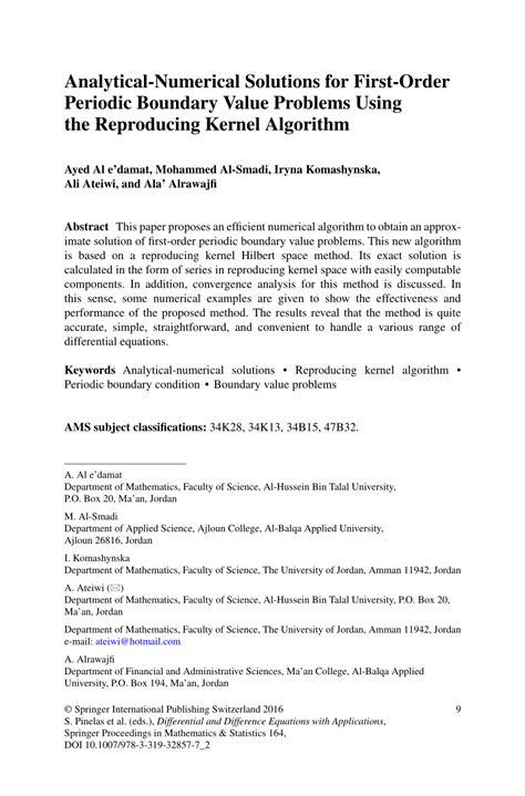 pdf analytical numerical solutions for first order periodic boundary value problems using the