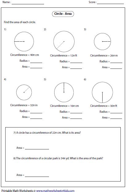 Circumference Of A Circle Worksheets