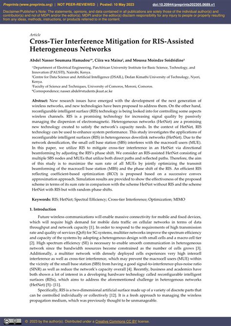pdf cross tier interference mitigation for ris assisted heterogeneous networks