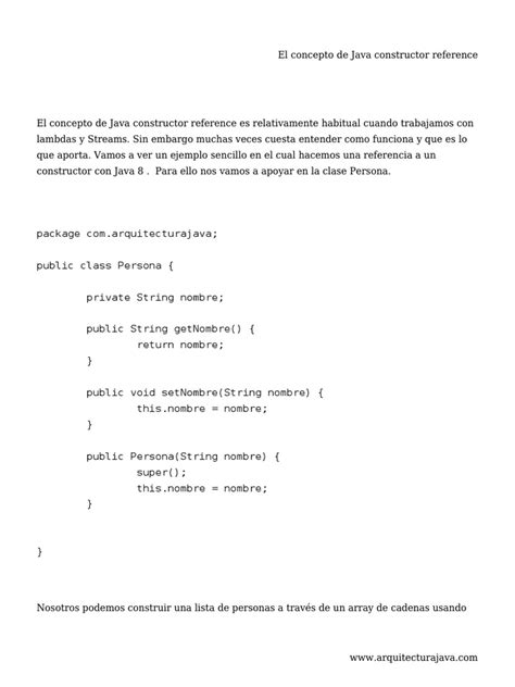 el concepto de java constructor reference pdf java lenguaje de programación constructor