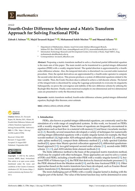 pdf fourth order difference scheme and a matrix transform approach for solving fractional pdes