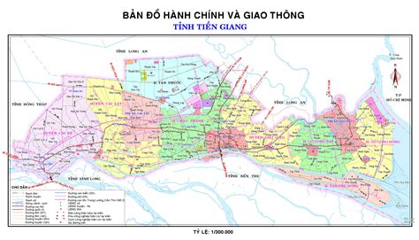 Bản đồ hành chính tỉnh Tiền Giang khổ lớn phóng to 2024