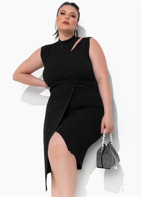 Vestido Preto Em Malha Crepe Marguerite