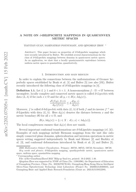 pdf a note on partial bilipschitz mappings in quasiconvex metric spaces