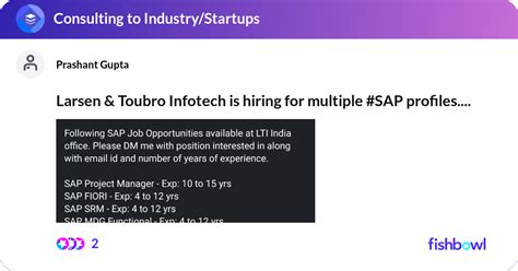Larsen Toubro Infotech Is Hiring For Multiple S Fishbowl