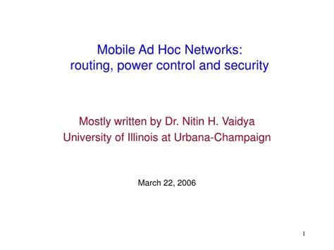 ppt mobile ad hoc networks routing power control and security powerpoint presentation id