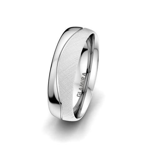 Hochwertige Trauring Sense Drops 6 mm mit 0 006 Karat Zirkonia Weißgold