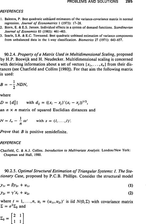 property of a matrix used in multidimensional scaling econometric theory cambridge core