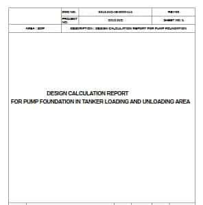Design Calculation Report For Pump Foundation In Tanker Loading And