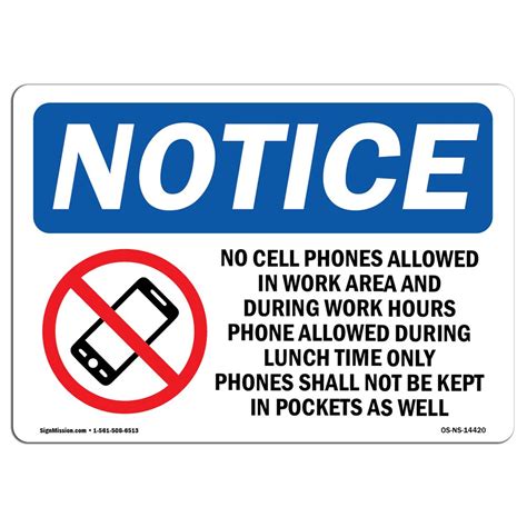 No Cell Phone Policy At Work Sign