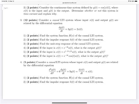 solved 3 consider a causal lti system whose input x t and