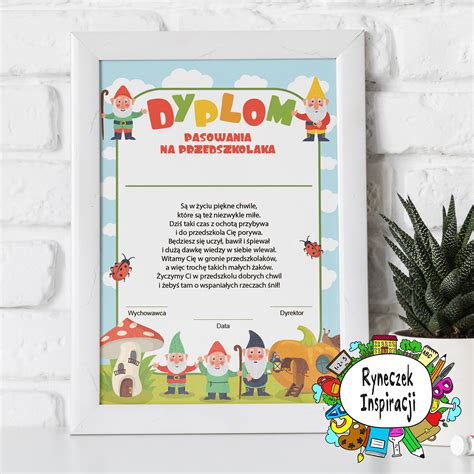 Dyplom pasowania na przedszkolaka wzór 10 Ryneczek inspiracji