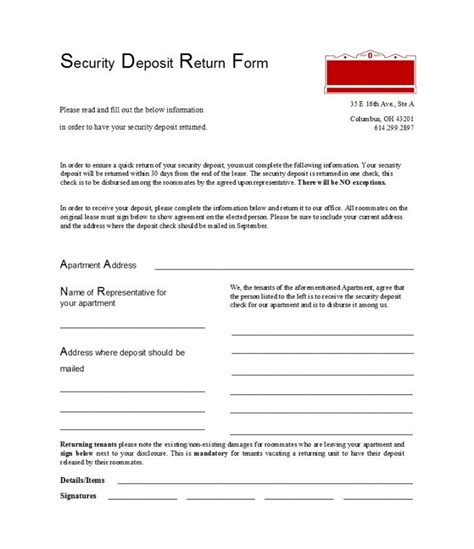 Sample 50 Effective Security Deposit Return Letters Ms Word ᐅ Letter