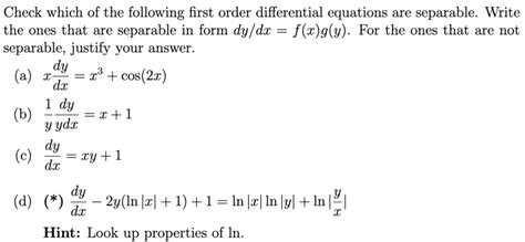 solved check which of the following first order differential