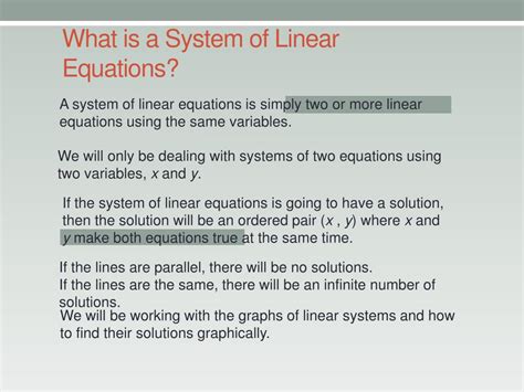 Ppt Systems Of Linear Equations Powerpoint Presentation Free