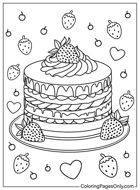 22 páginas para colorear de pasteles de cumpleaños ColoringPagesOnly