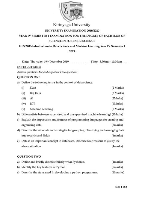 hfs 2403 introduction to data science and machine learning year iv semester i 2019 8marks d