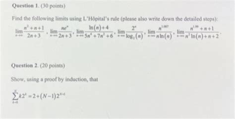 solved find the following limits using l hôpital s rule