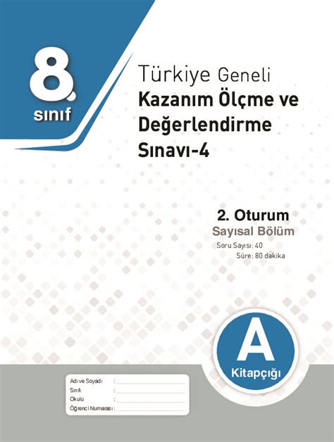 8 Sınıf Matematik Çanta yayınları 4 Kurumsal deneme SAYISAL Deneme