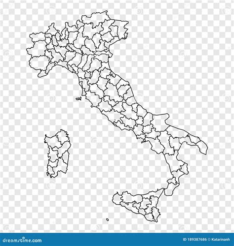 Italia Carta Bianca Cartina Geografica Di Alta Qualità Della