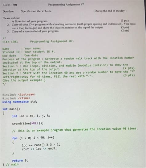solved elen 1301 programming assignment 7 specified on the