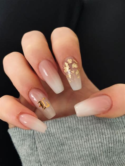 Pink Acrylic Nails Gold Nails Nude Nails Ombre Nails Pretty Nail