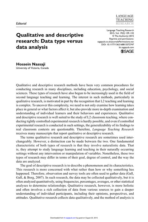pdf qualitative and descriptive research data type versus data analysis