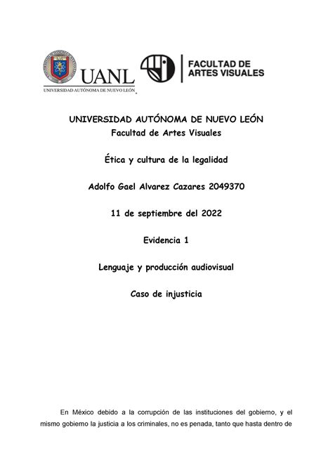 Evidencia 1 Ética Y Cultura De La Legalidad UNIVERSIDAD AUTÓNOMA DE