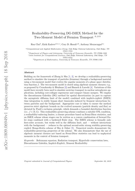 pdf realizability preserving dg imex method for the two moment model of fermion transport