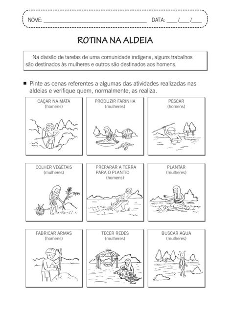 Ano Atividades De Geografia Moradias Ind Genas E Rotina Na Aldeia