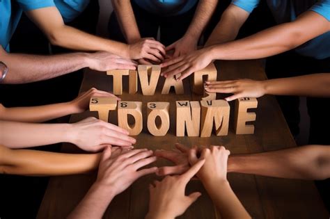 Premium Photo Hands With Letters Forming The Word Teamwork