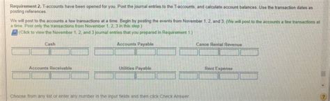 Requirement 2 T Accounts Have Been Opened For You Chegg