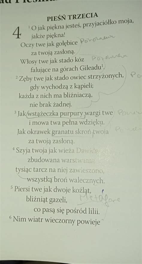 Wypisz epitety porównania i metafory z Pieśni trzeciej Pieśń nad