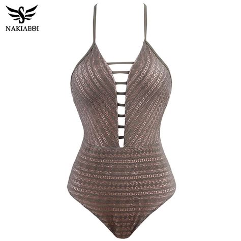Nakiaeoi Sexy Lace Up One Piece Swimsuit Women Swimwear 2019 Bandage Monokini Bathing Suits