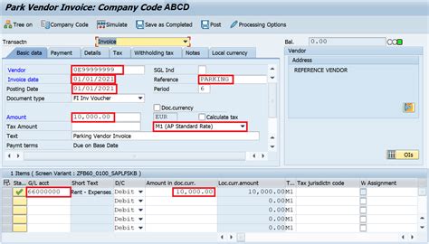 Fv In Sap How To Park A Vendor Invoice Sapficoblog
