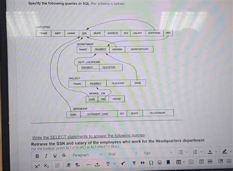 solved specify the following queries in sql the schema is