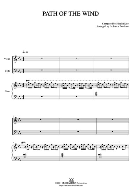 Trio Sheet Music Path Of The Wind Violin Cello And Piano Chamber