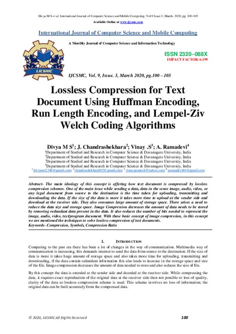 pdf lossless compression for text document using huffman encoding run length encoding and